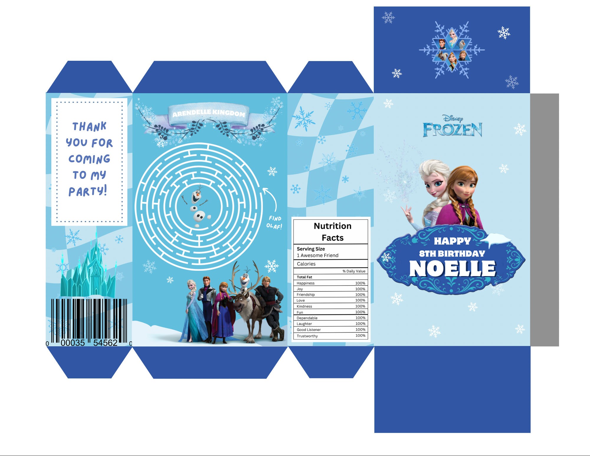 Editable Frozen Cereal Box, Cereal Box Template, Kids Birthday, Kids ...