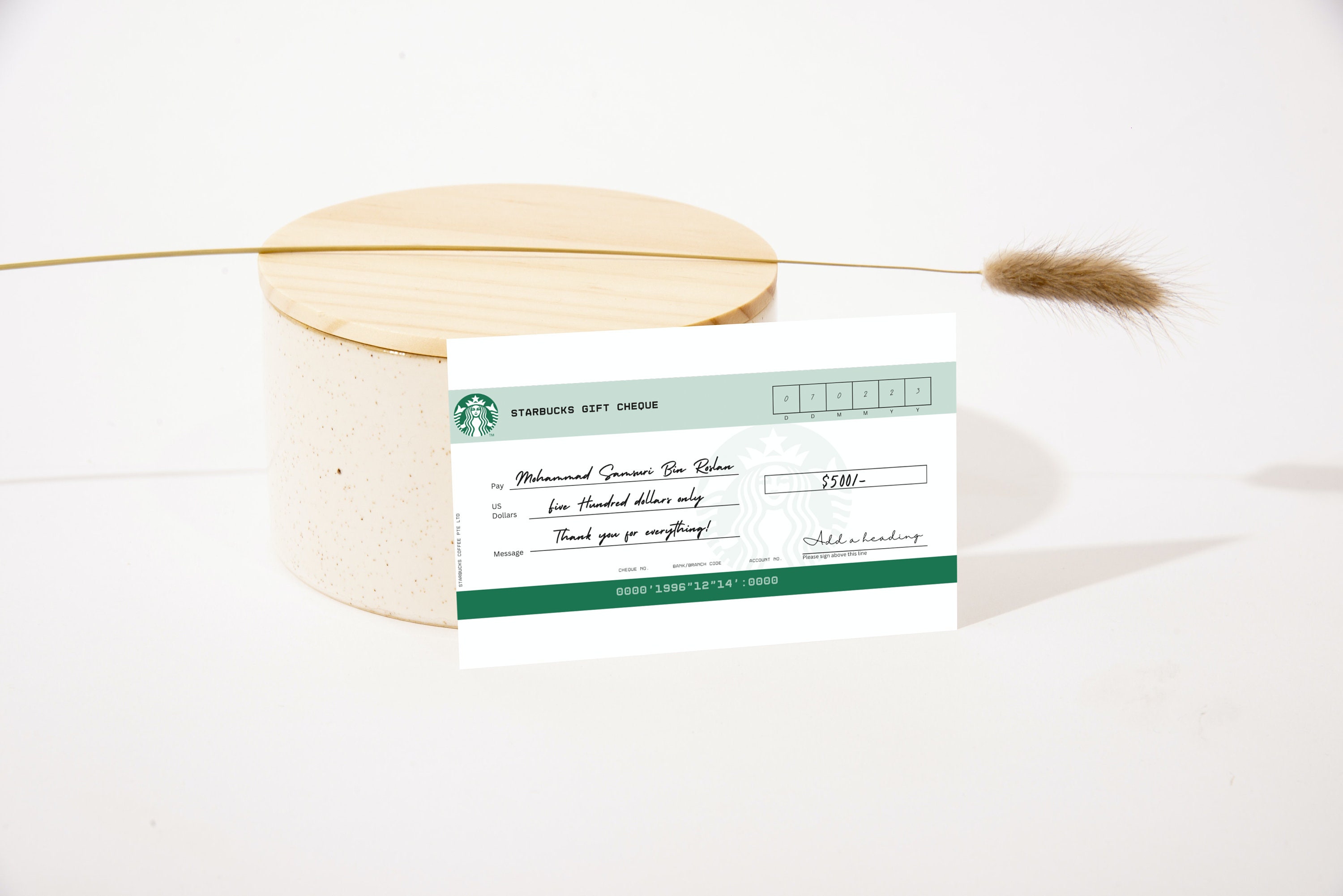 Editable Starbucks Gift Cheque, Staff Appreciation, Wedding Favors ...