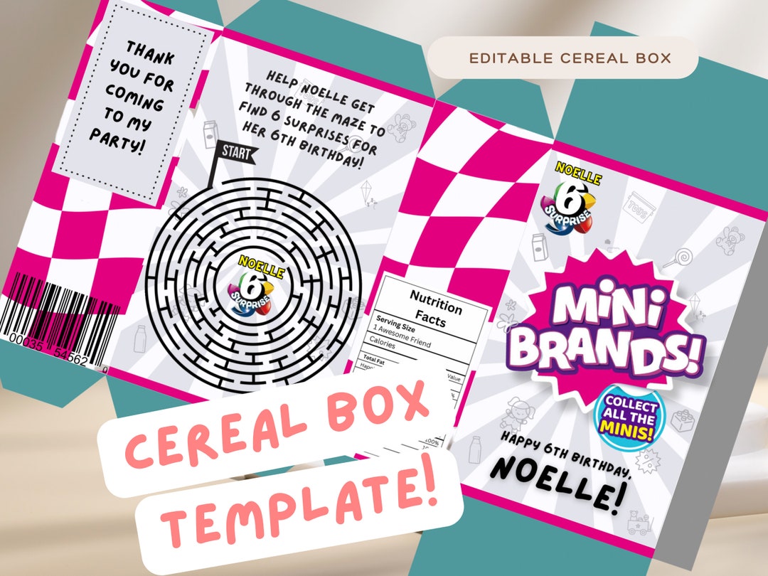 Editable Cereal Box Cereal Box Template Kids Birthday Kids - Etsy Hong Kong