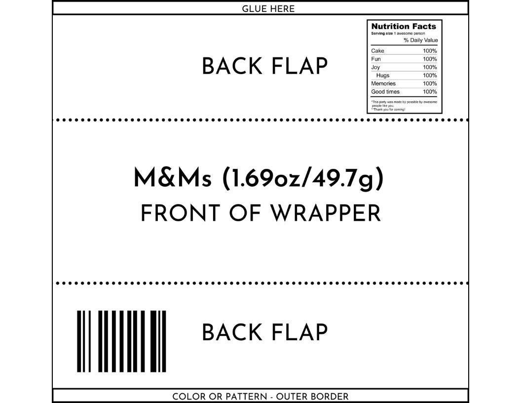 Editable M&ms Template, Packaging Template, 8.5 X 11 Sheet Instant ...