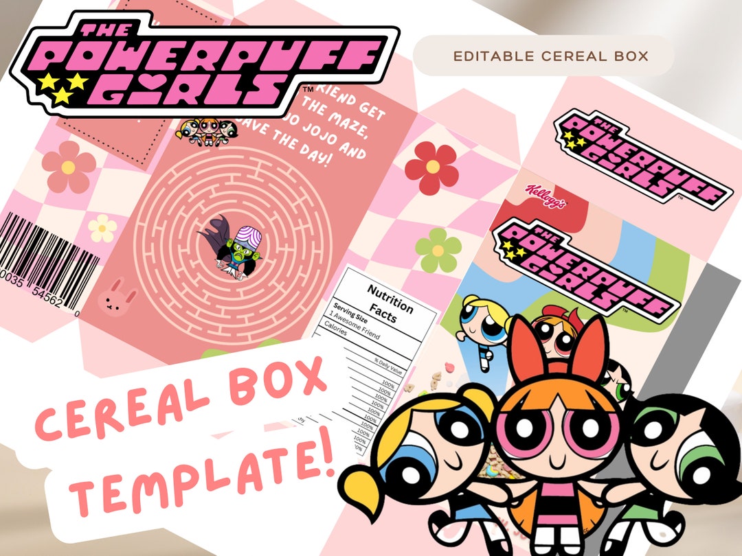 Editable Powerpuff Girls Cereal Box, Fun Cereal Box Template, Kids ...
