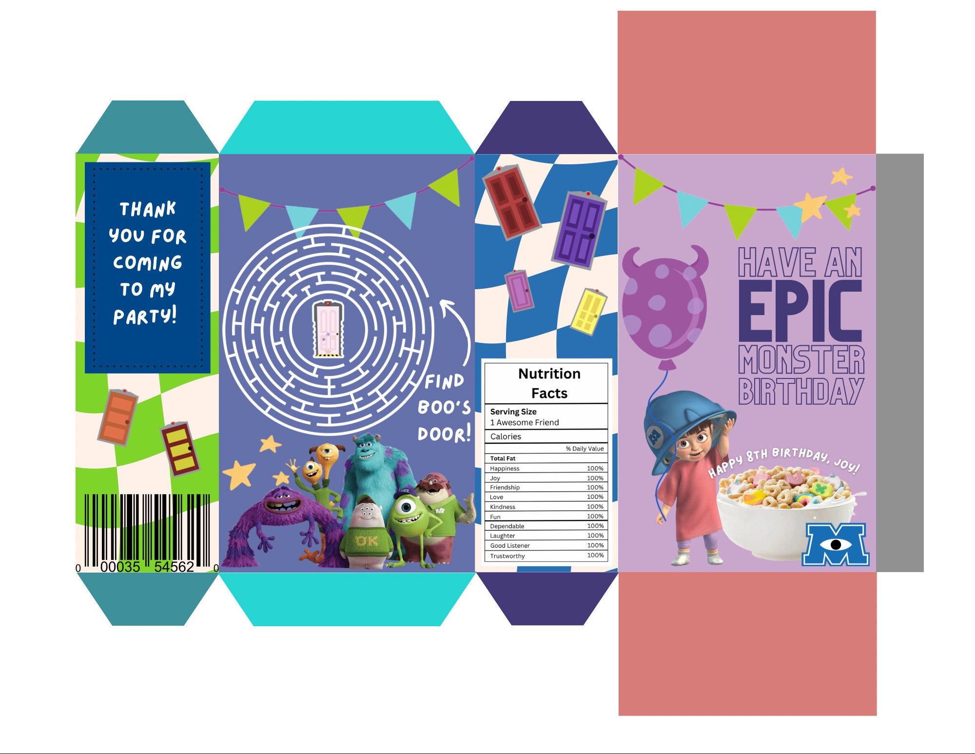 Editable Monster Inc Cereal Box, Fun Cereal Box Template, Kids Birthday ...