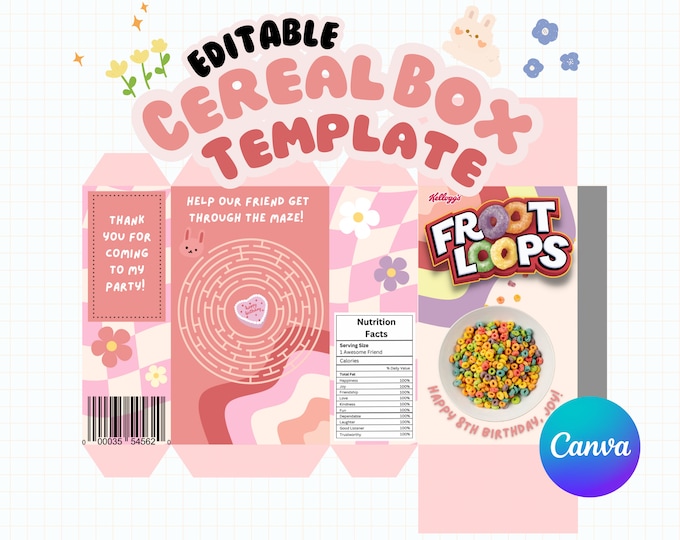 Editable Powerpuff Girls Cereal Box Template: Kids Party Favor (canva ...