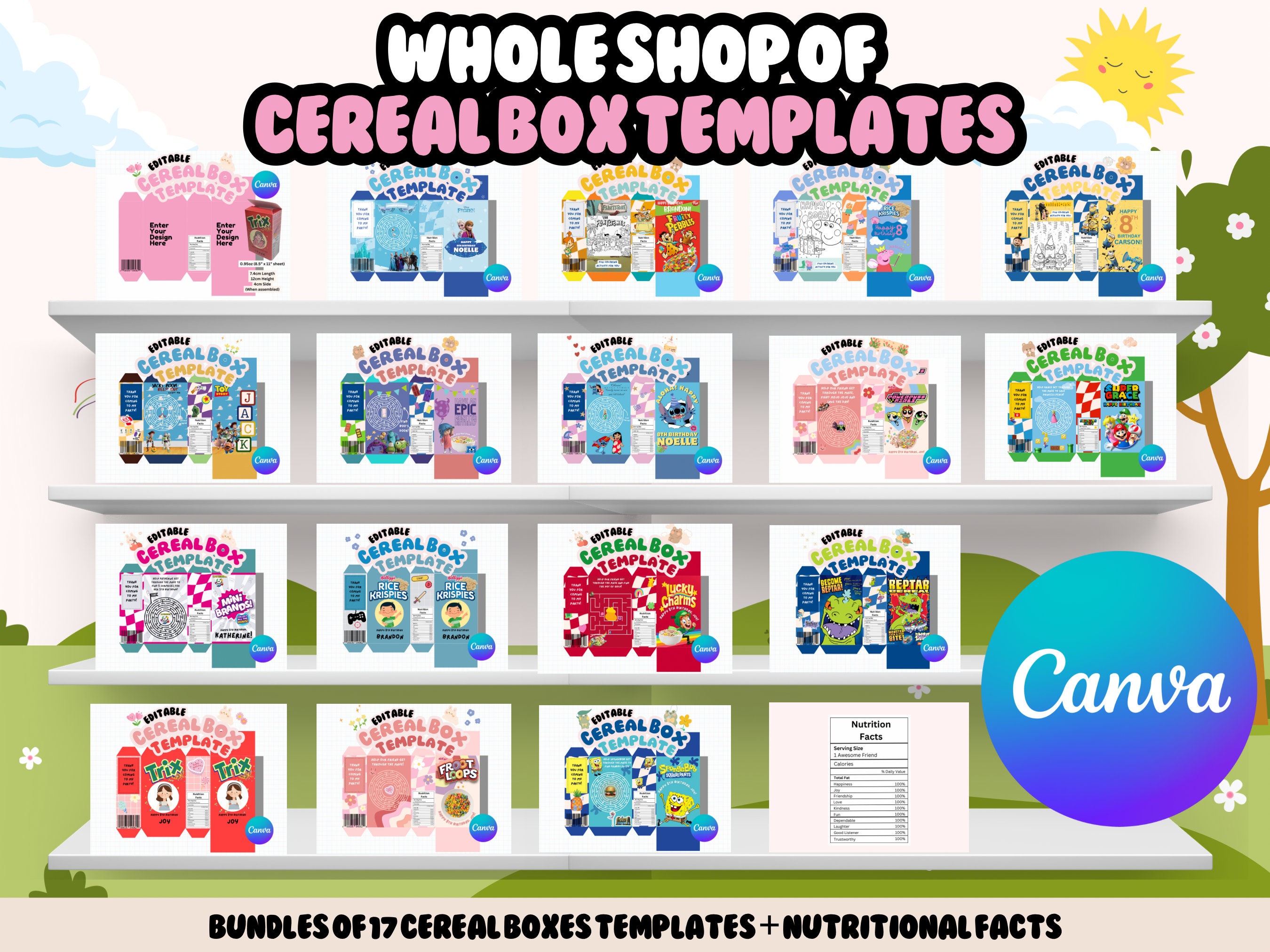 BEST SELLER!! Editable 17 Cereal Boxes, Fun Cereal Box Template, Kids ...