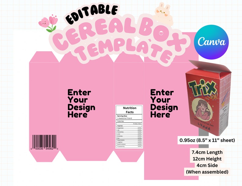 Editable Cereal Box Template: Kids Party Favor (canva PDF) - Etsy