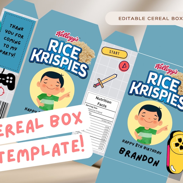 Custom Cereal Box Template - Etsy