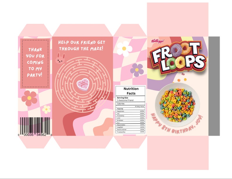 Editable Froot Loops Cereal Box Template: Kids Party Favor (canva) - Etsy