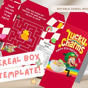 Editable Cereal Box, Fun Cereal Box Template, Kids Birthday, Kids ...