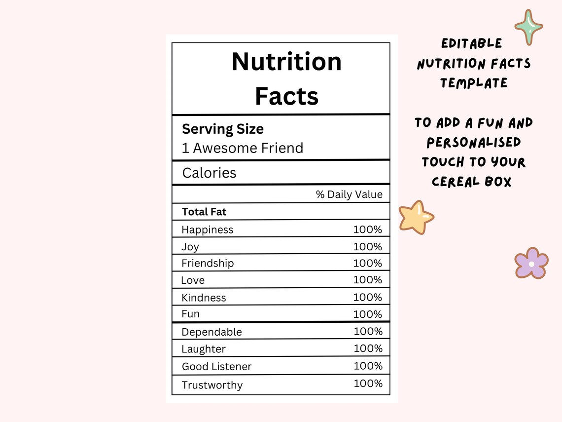 Editable Cereal Box Template: Printable Gift Box (8.5 X 11 Sheet) - Etsy