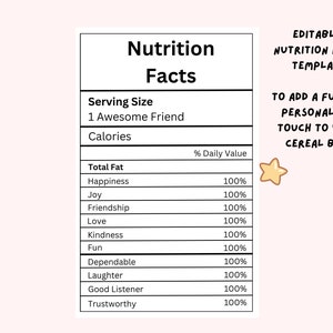 Editable Cereal Box Template: Printable Gift Box (8.5 X 11 Sheet) - Etsy
