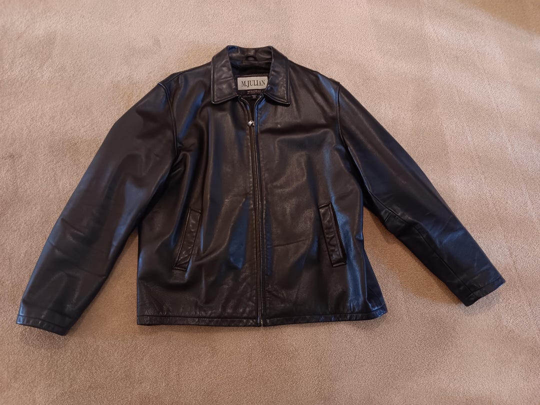 Vintage Wilson's Julian Men's Black Leather Bomber Jacket Size 2XL Tall ...