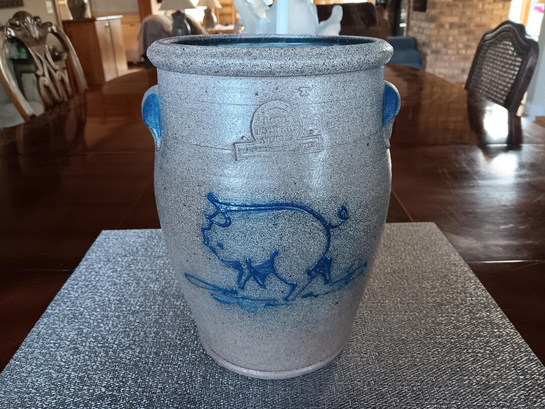 Vintage Rowe Pottery Works Canister Running Pig Motif 1983 No Lid - Etsy