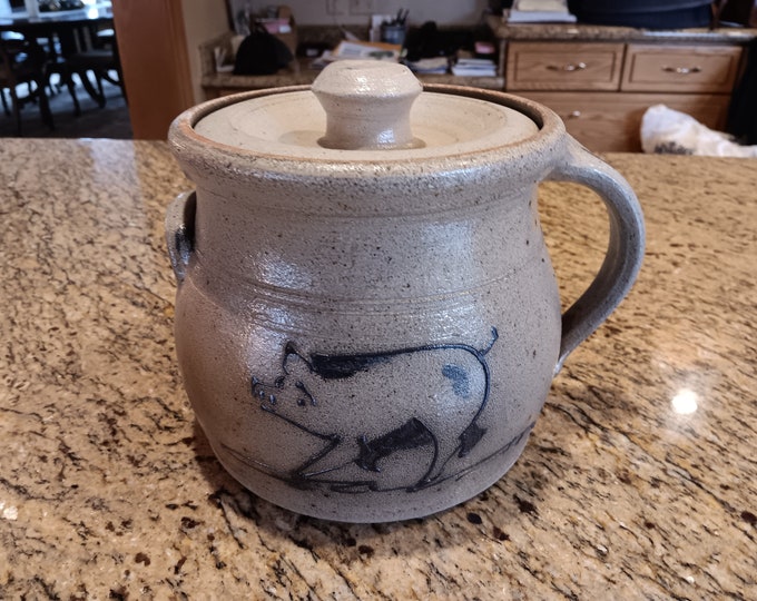 Vintage Rowe Pottery Works Bean Pot Running Pig Motif 1988 - Etsy