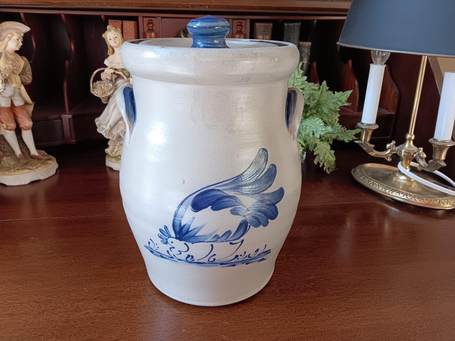 Vintage Large Rowe Pottery Works Crock/cookie Jar Chicken Motif 2002 - Etsy