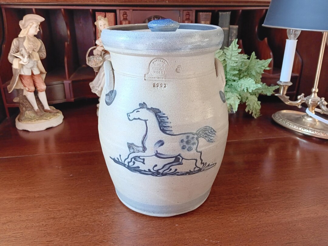 Vintage Large Rowe Pottery Works Crock/cookie Jar Horse Motif 1992 - Etsy