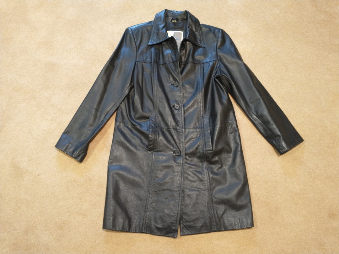 Vintage Middlebrook Park Women's Black Leather Rain Jacket Size M - Etsy