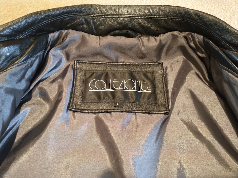 Vintage Collezione Men's Black Leather Light Bomber Jacket - Etsy