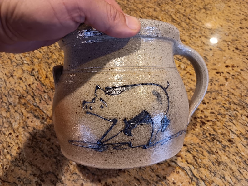 Vintage Rowe Pottery Works Bean Pot Running Pig Motif 1988 - Etsy