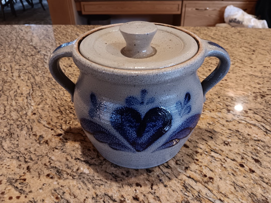 Vintage Rowe Pottery Works Covered Crock Heart Motif 1987 - Etsy