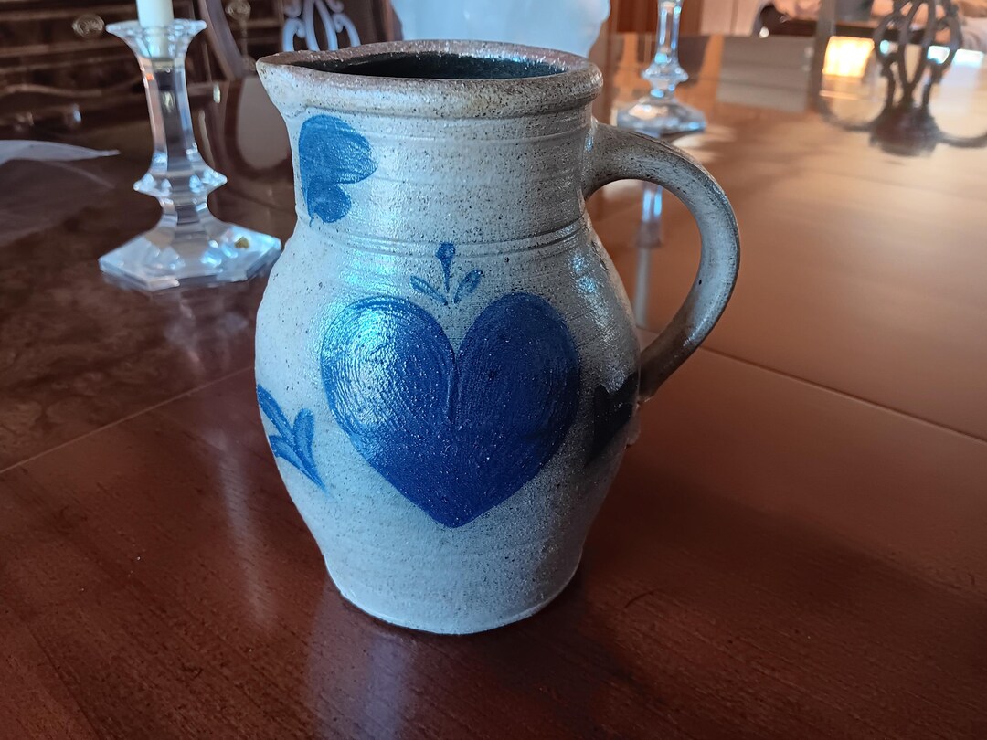 Vintage Rowe Pottery Works Pitcher Heart Motif 1983 - Etsy
