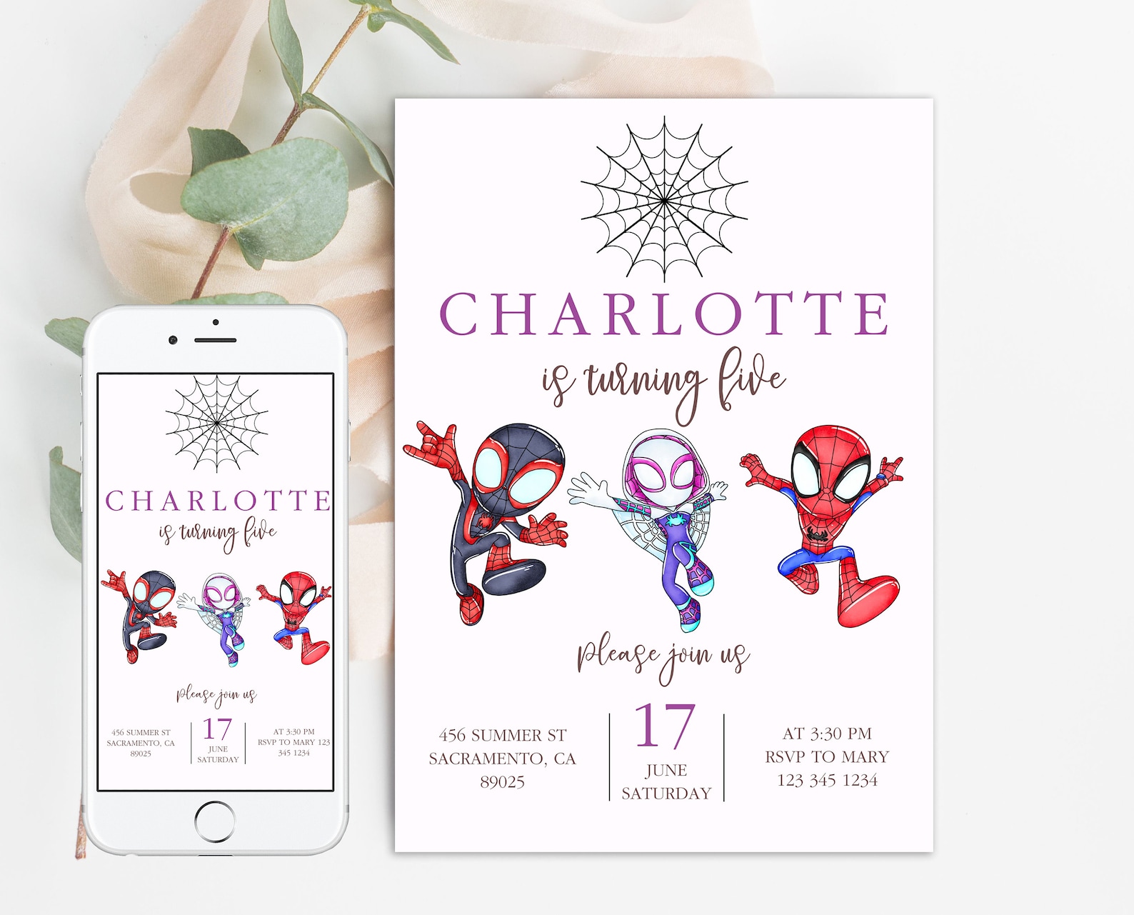 Spidey Girl Invitation Spidey and His Amazing Friends Birthday Party ...