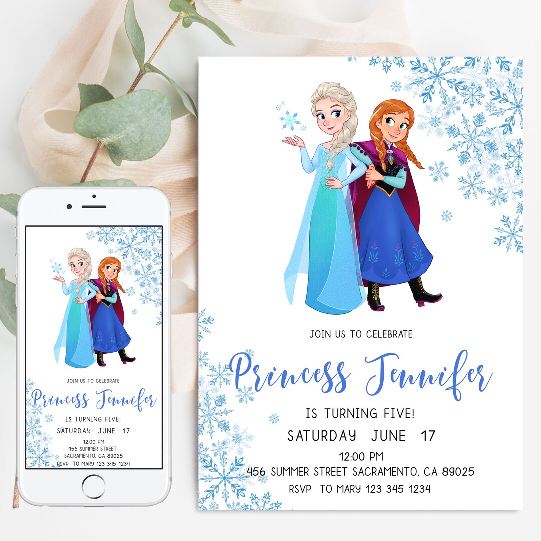 FROZEN Invitation Elsa Birthday Invitation Winter Snow Birthday ...