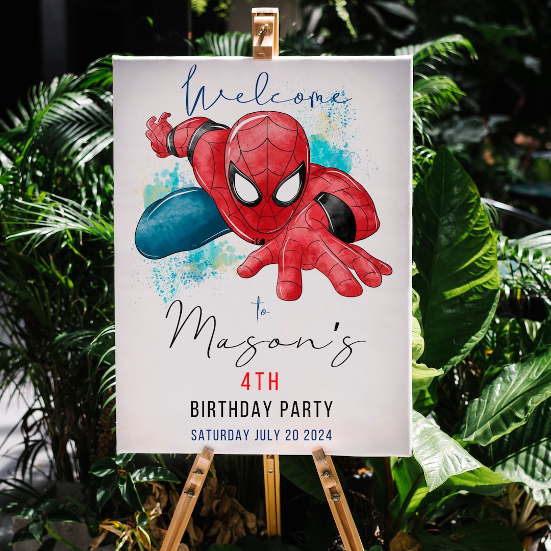 Welcome Sign Spider Man Invitation Birthday Party Invite Web Editable ...