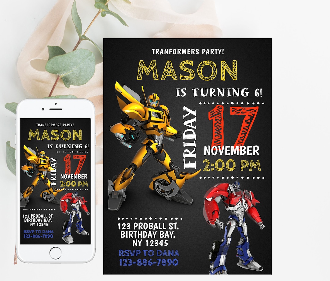Rescue Bots Birthday Invitation, Optimus Prime Invite, Autoboots Party ...