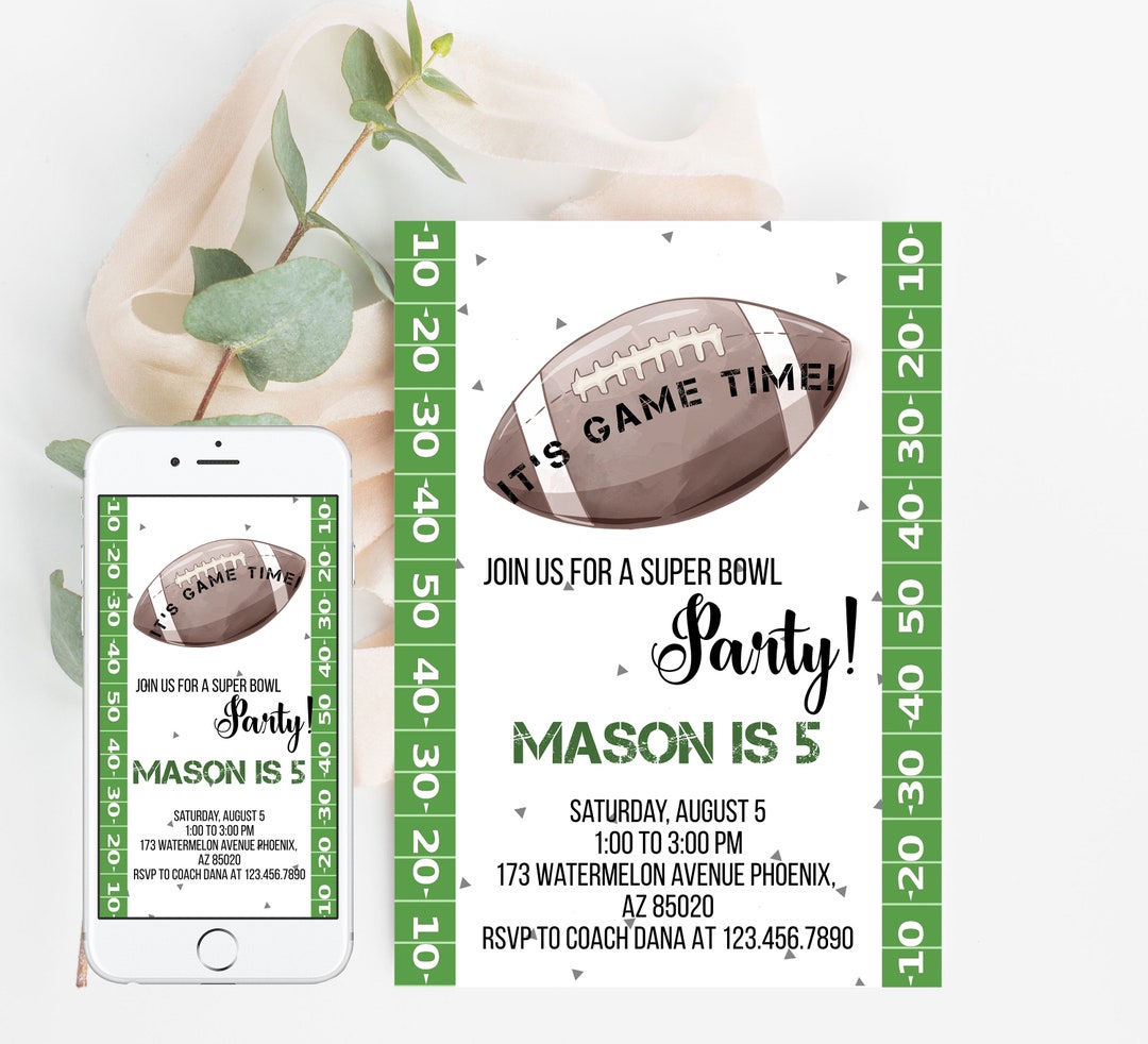 Football Printable Birthday Invitation, Football Ticket Invitation ...