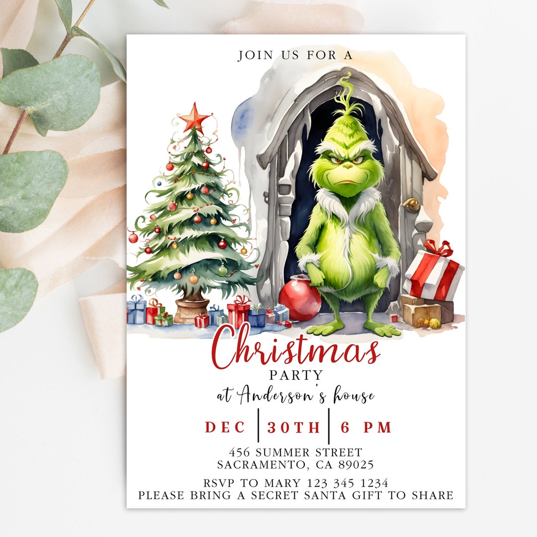 Jingle and Mingle Holiday Party Grinch Invitation Jingle and Mingle ...