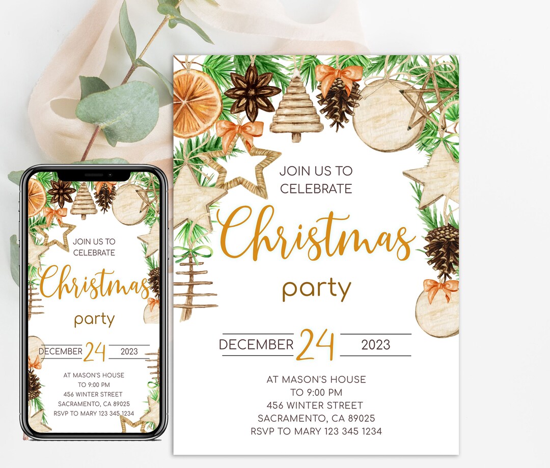 Merry Christmas Party Invitation Holiday Party Invites Annual - Etsy