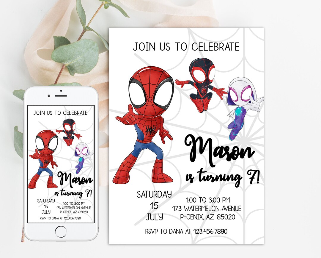 Spidey Invitation Spidey and His Amazing Friends Birthday Party Invite ...