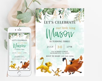 Editable Lion King Birthday Invitation, Simba Birthday Invite Template ...