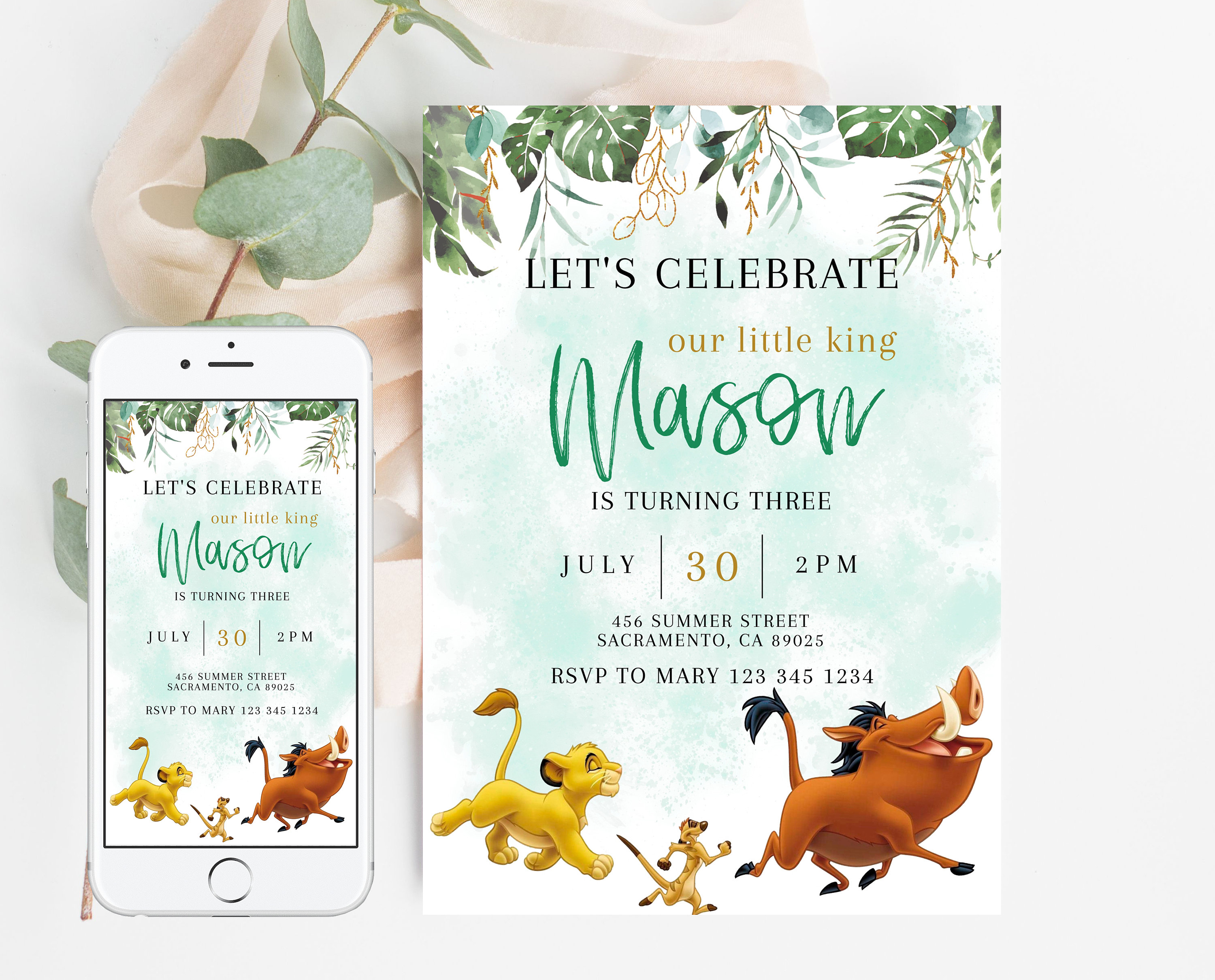 Editable Lion King Birthday Invitation, Simba Birthday Invitation ...