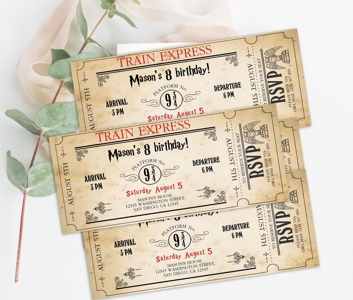 Editable Wizard Train Ticket Invitation Printable Train - Etsy Australia