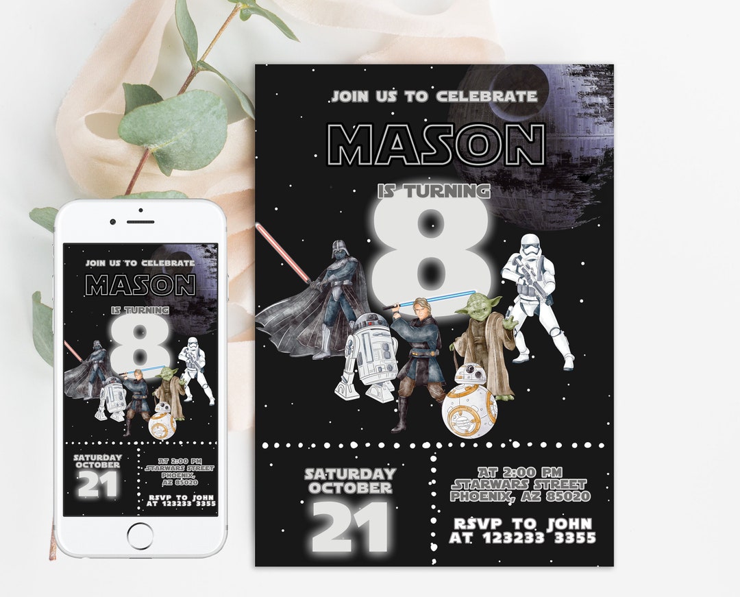 Star Wars Birthday Invitation, Star Wars Party, Star Wars Birthday ...