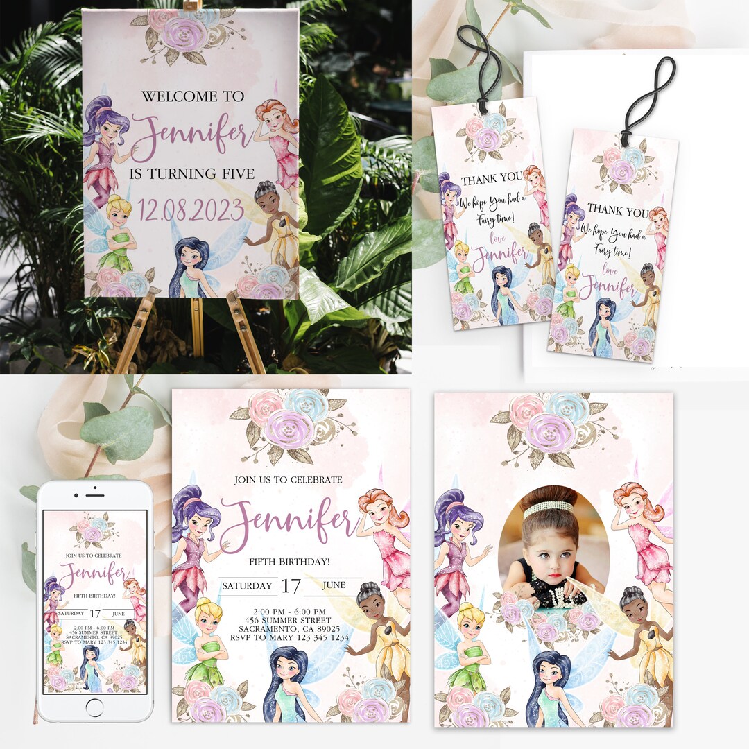 Fairy Birthday Welcome Sign Party Invites Magical Tinkerbell Enchanted ...