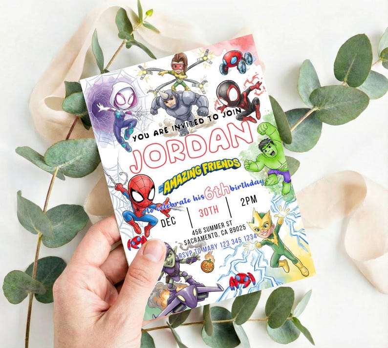 Spidey Invitation Spidey and His Amazing Friends Iron Man, Hulk ...