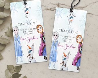 FROZEN Thank You Tag Birthday Invitation Winter Snow Birthday Printable ...