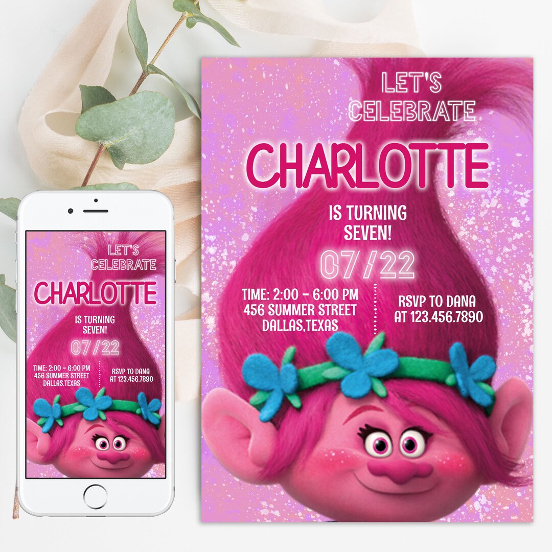 Trolls Invitation Trolls Birthday Invite Printable Invitation Trolls ...