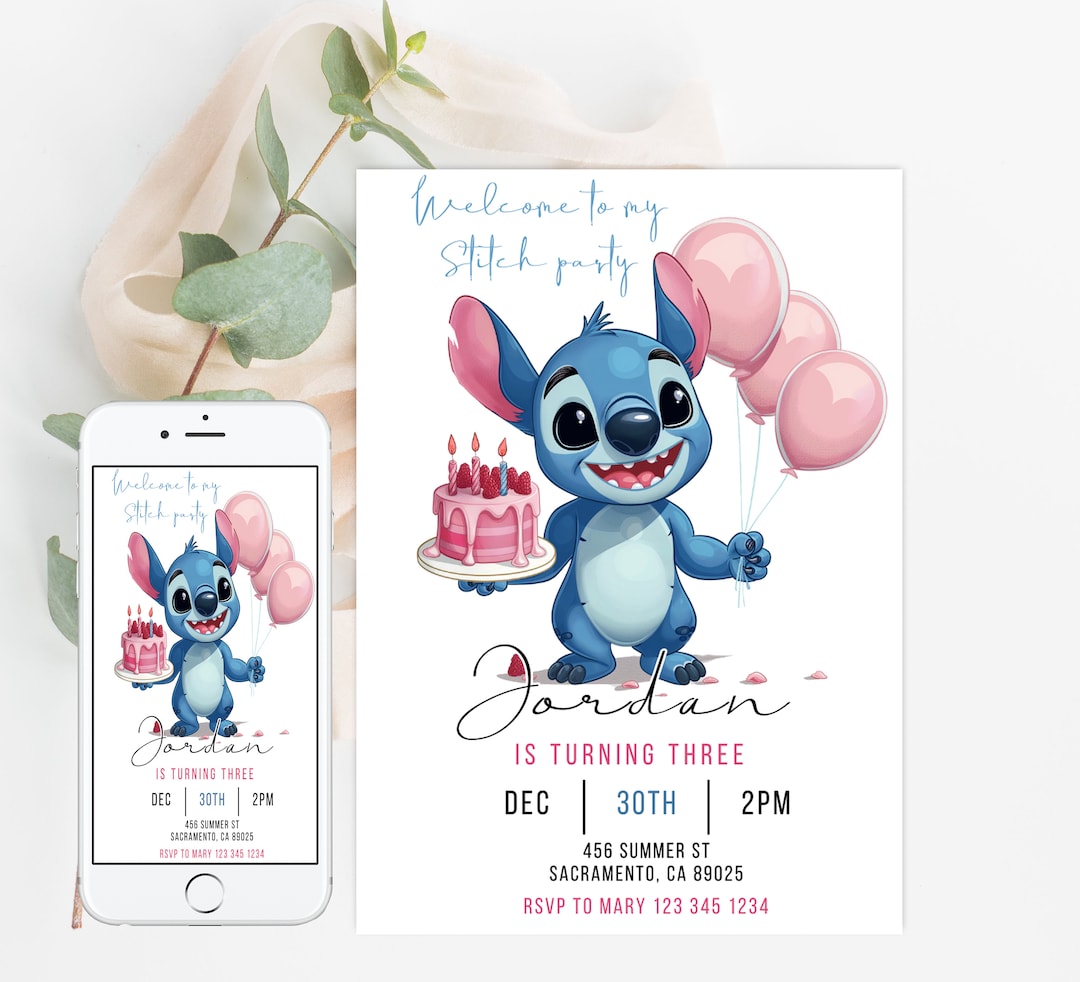 Stitch Birthday Invitation | Stitch Party | Stitch Party Invite | Beach ...