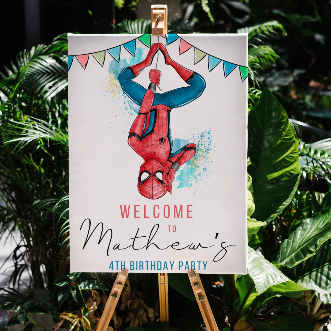 Welcome Sign Spider Man Invitation Birthday Party Invite Web Editable ...