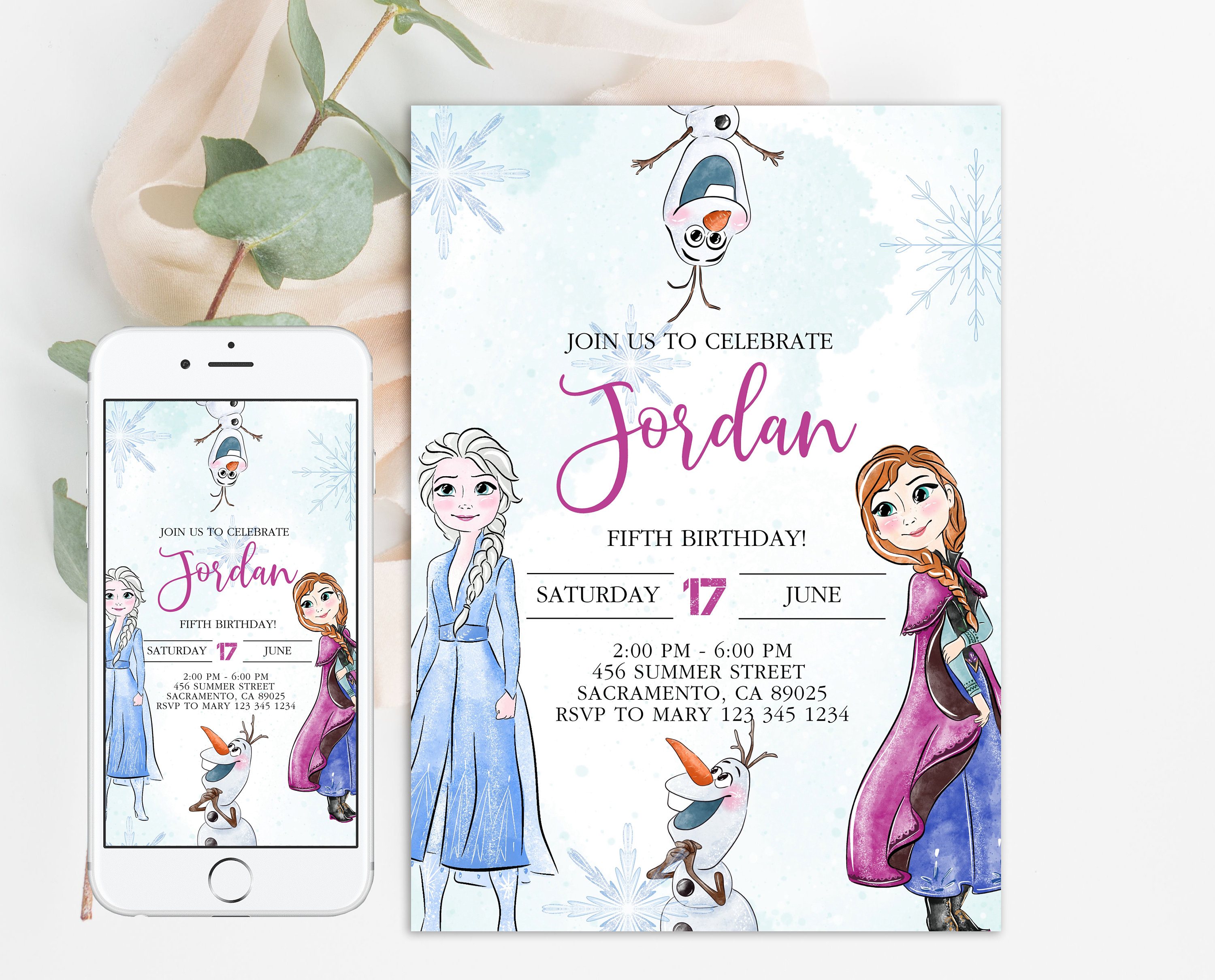 Invitación de cumpleaños de FROZEN Invitación de cumpleaños de nieve de ...