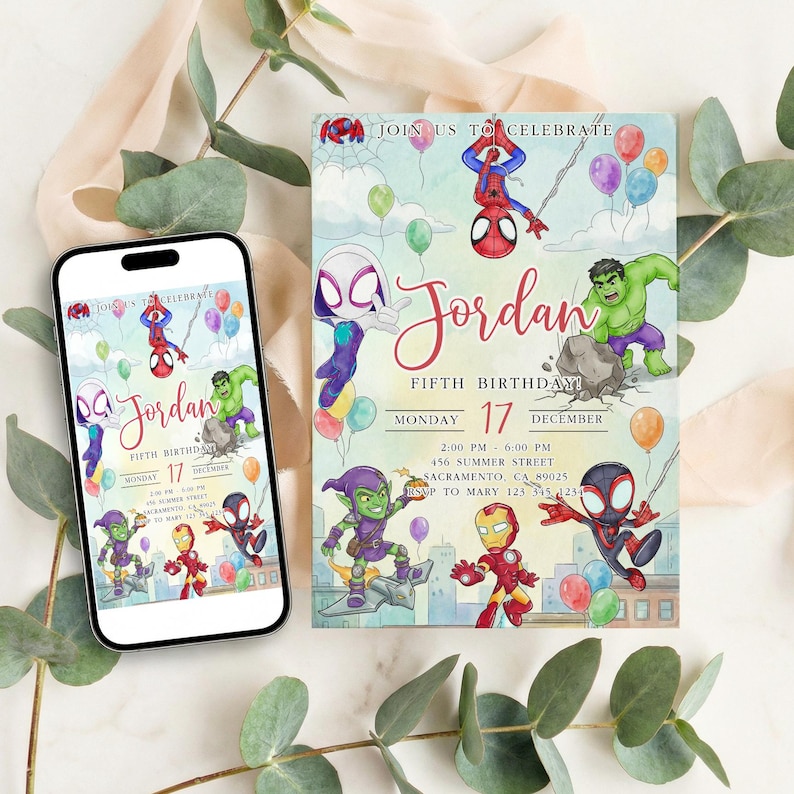 Spidey Invitation Spidey and His Amazing Friends Iron Man, Hulk ...