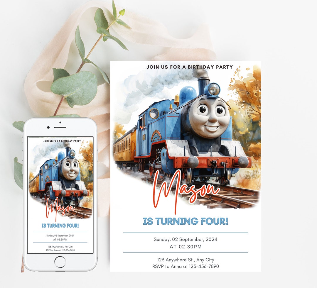 Thomas the Train Canva Editable Birthday Invitation/card Invitation ...