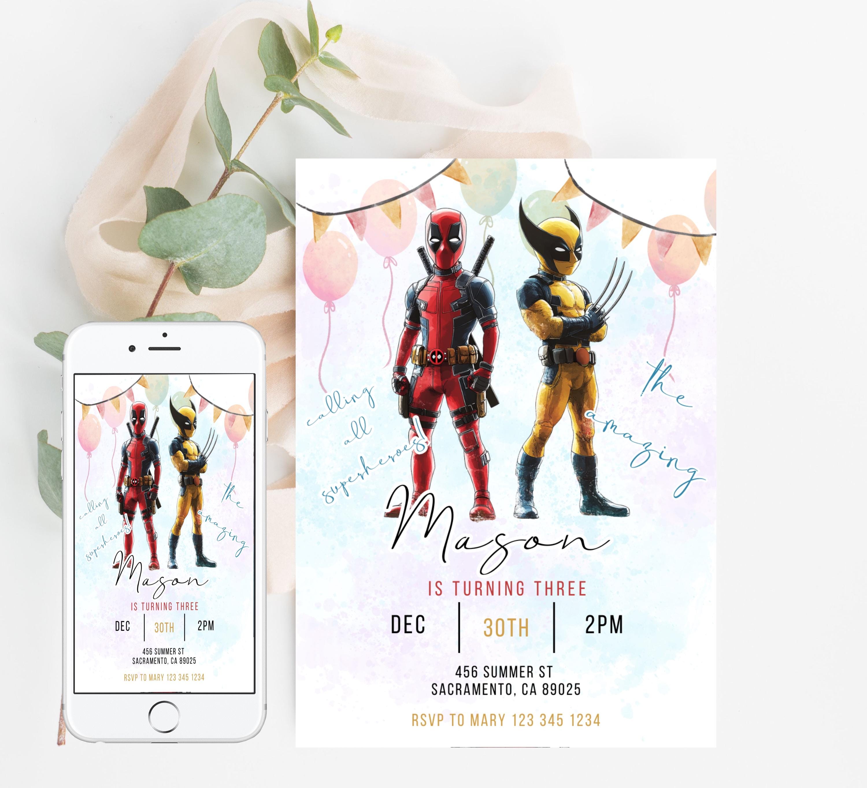 Deadpool and Wolverine Invitation Birthday Party Invite Supervillain ...