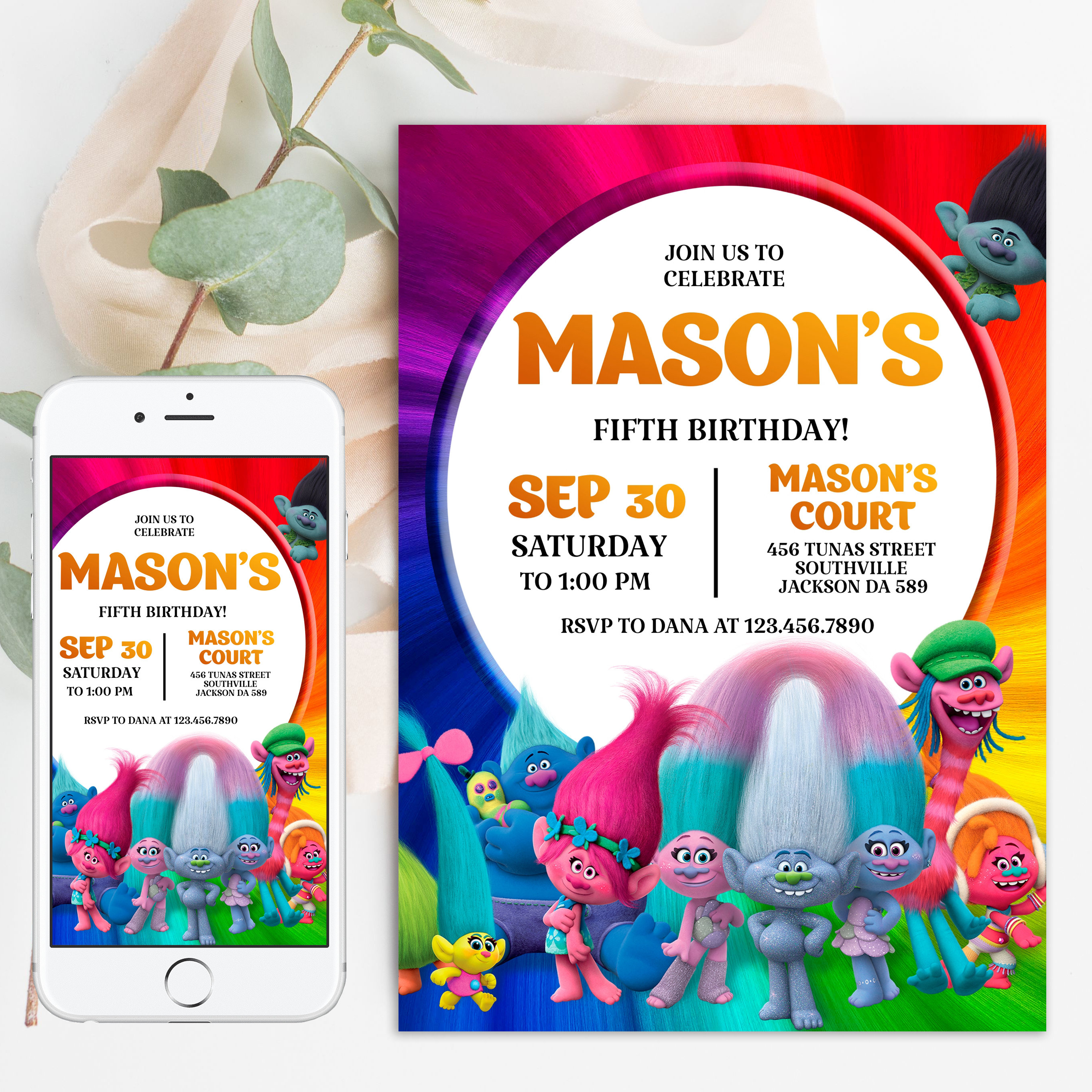 All Trolls Invitation Trolls Birthday Invite Printable Invitation ...