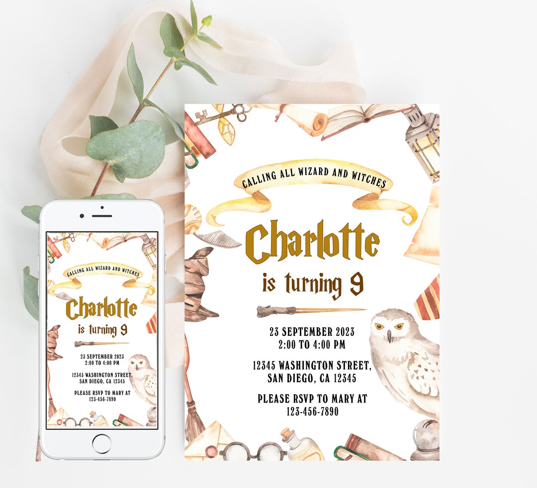 Owl Editable Magical Wizard Birthday Party Invitation, Magical Birthday ...