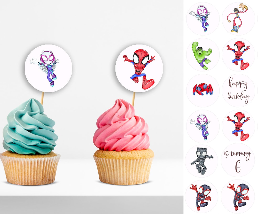 Cupcake Toppers Spidey and His Amazing Friends Birthday Party Dessert ...