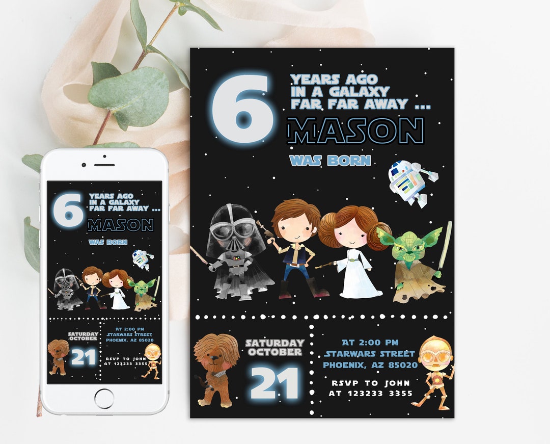 Star Wars Birthday Boy Invitation, Star Wars Party, Star Wars Birthday ...
